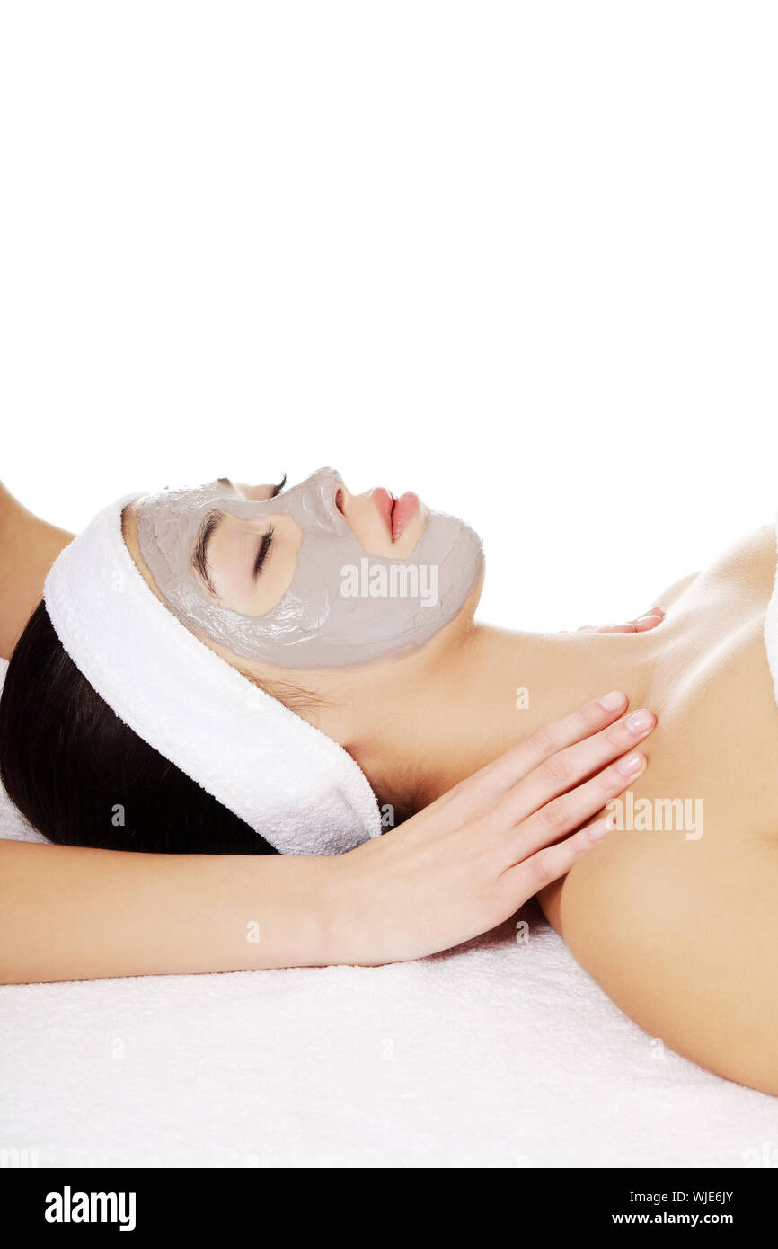Beautiful Young Relaxed Woman Enjoy Receiving Head Massage At Spa