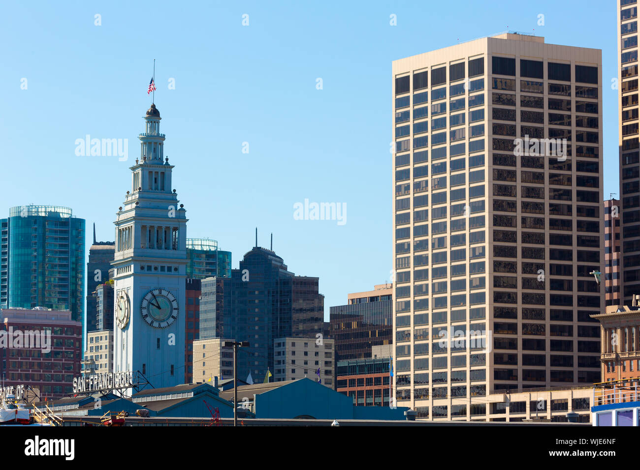 San Francisco Ferry Building Clock Tower in Embarcadero California USA ...
