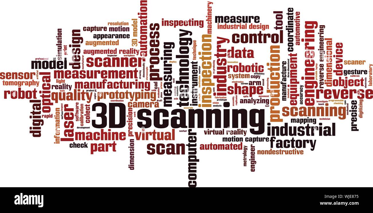 3D scanning word cloud concept. Collage made of words about 3D scanning ...