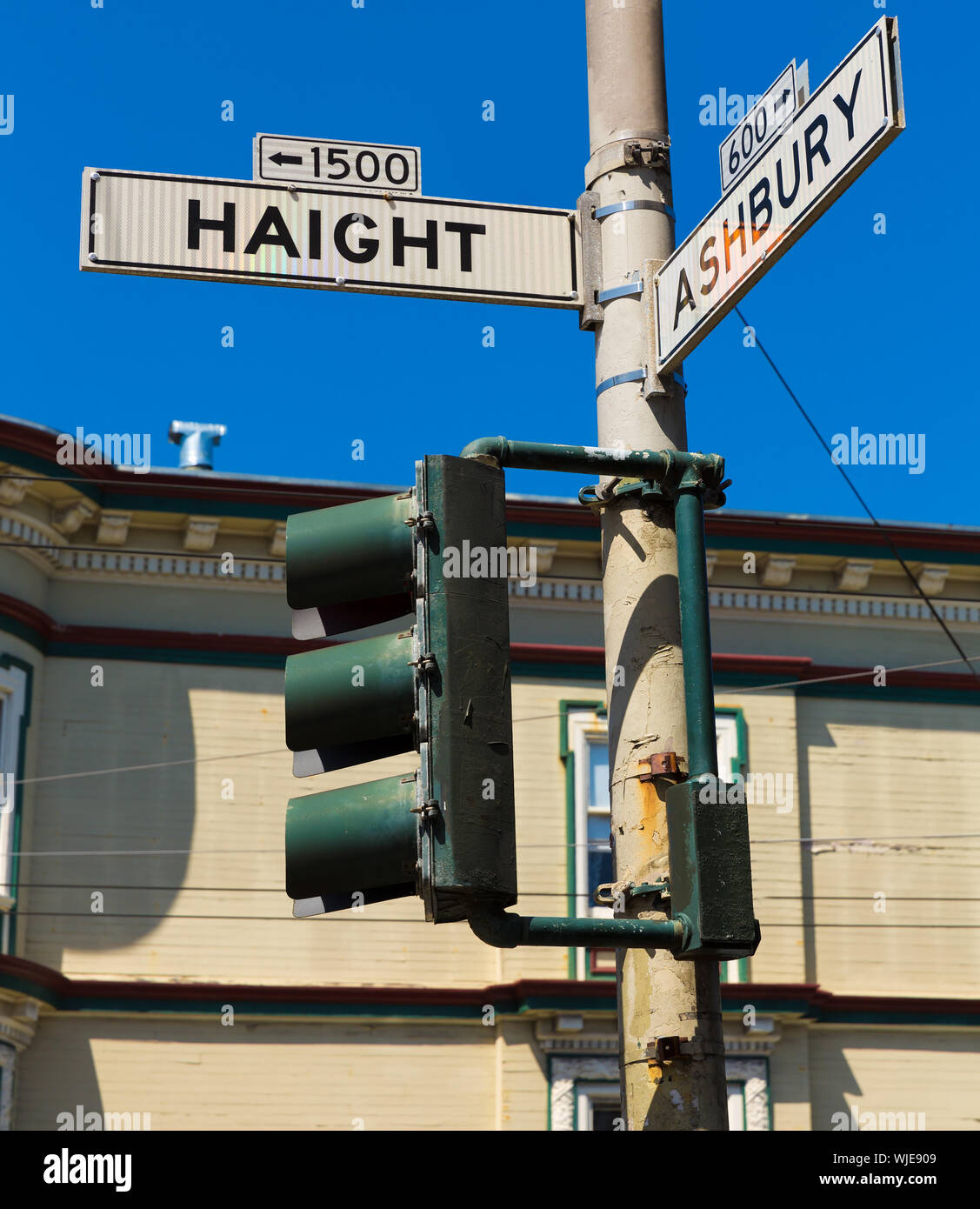 San Francisco Haight Ashbury street sign junction corner in California ...