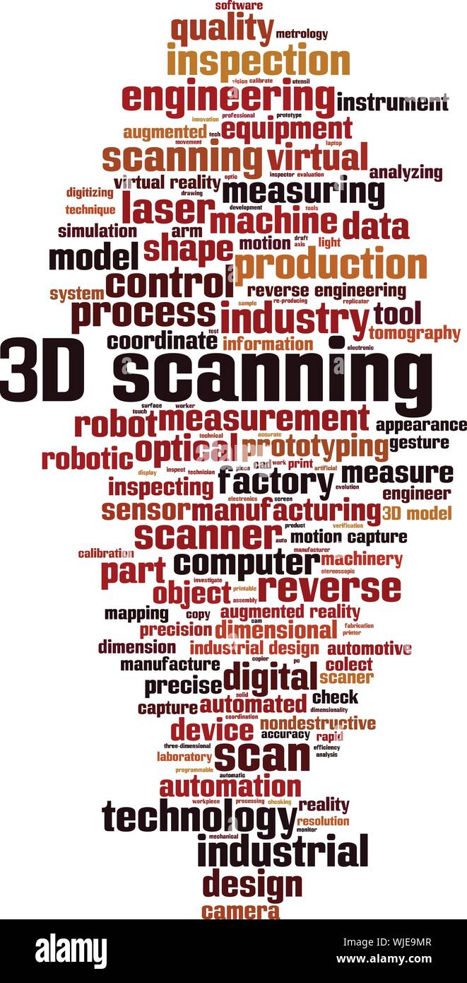 3D scanning word cloud concept. Collage made of words about 3D scanning ...