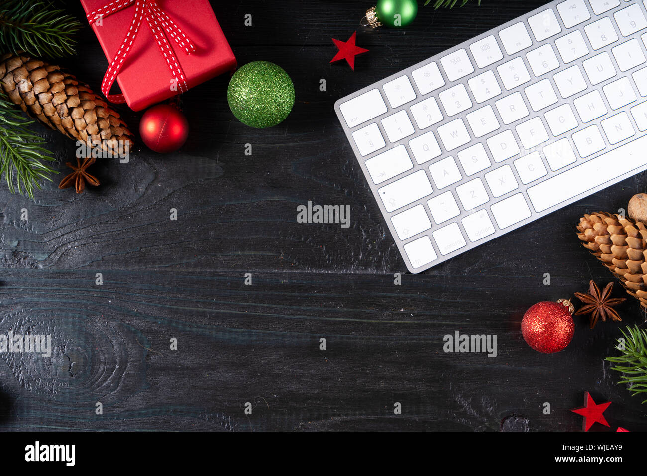 Christmas home office desk Stock Photo - Alamy