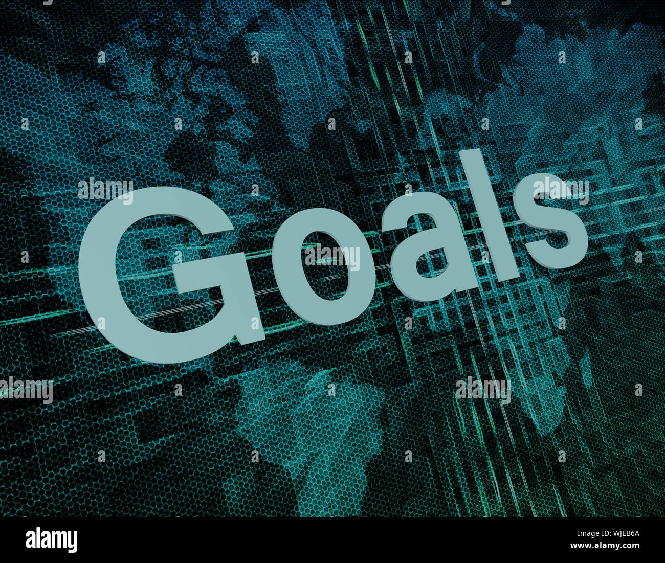 Goals text concept on green digital world map background Stock Photo ...