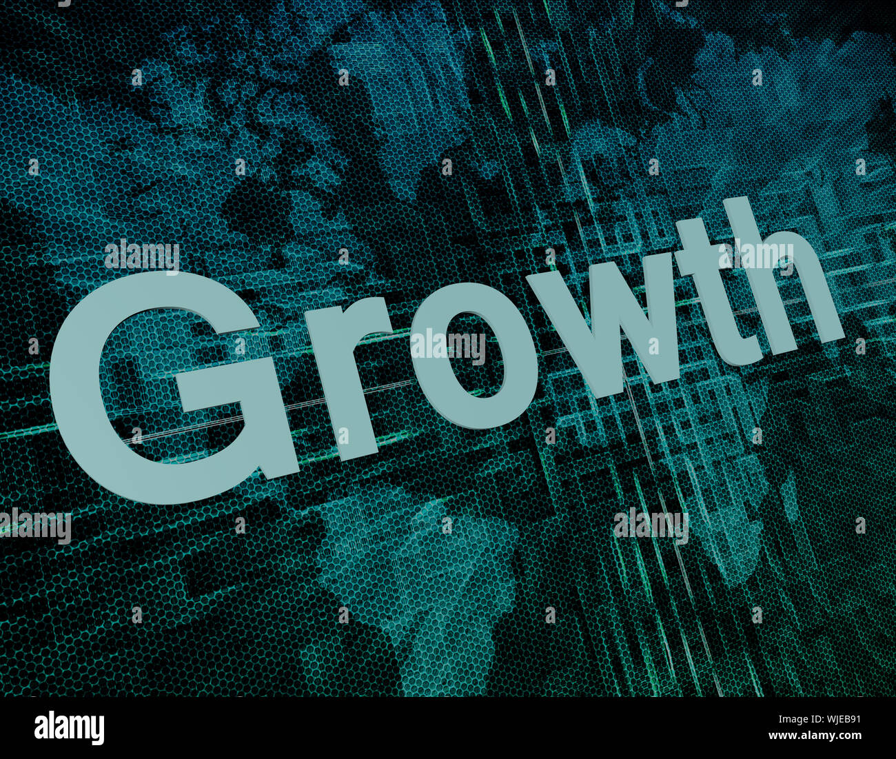 Growth text concept on green digital world map background Stock Photo ...