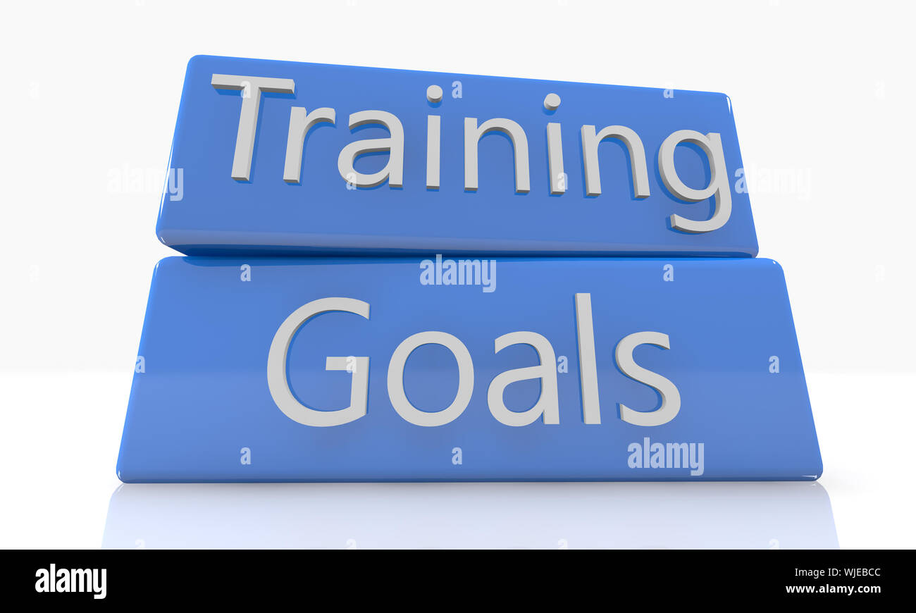3d render blue box with Training Goals on it on white background with ...