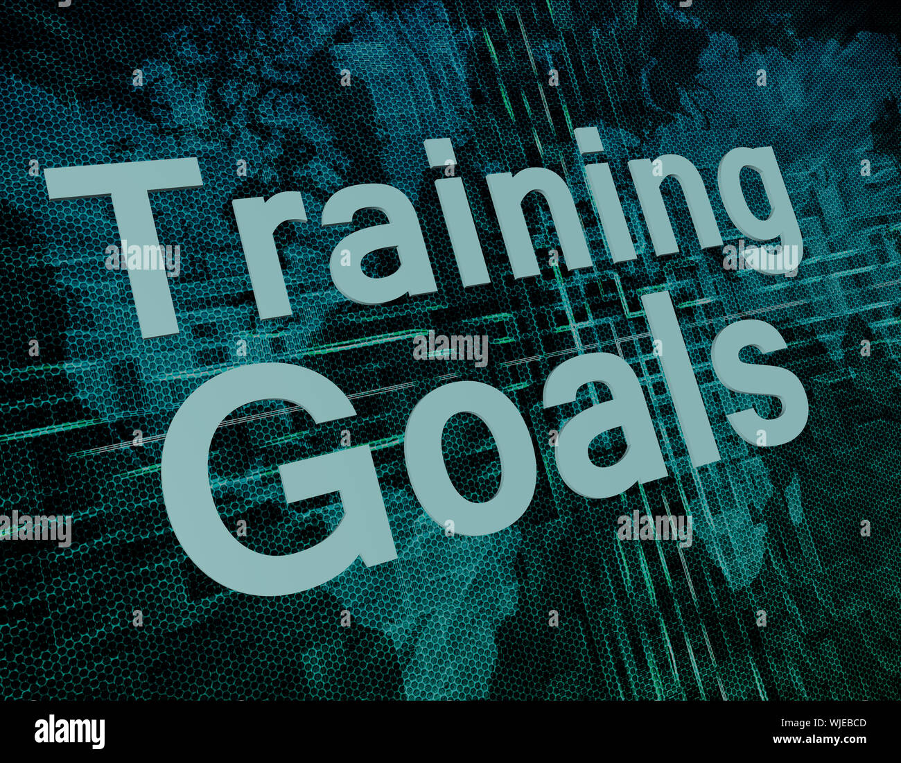 Training Goals text concept on green digital world map background Stock ...