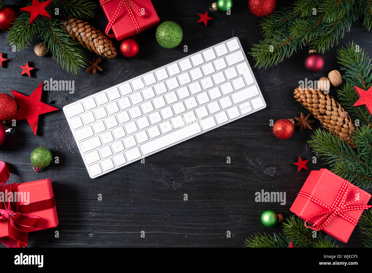 Christmas home office desk Stock Photo - Alamy