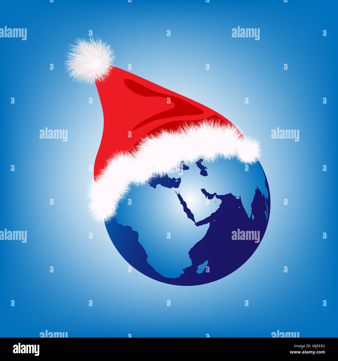 Earth globe with Santa hat Stock Photo - Alamy