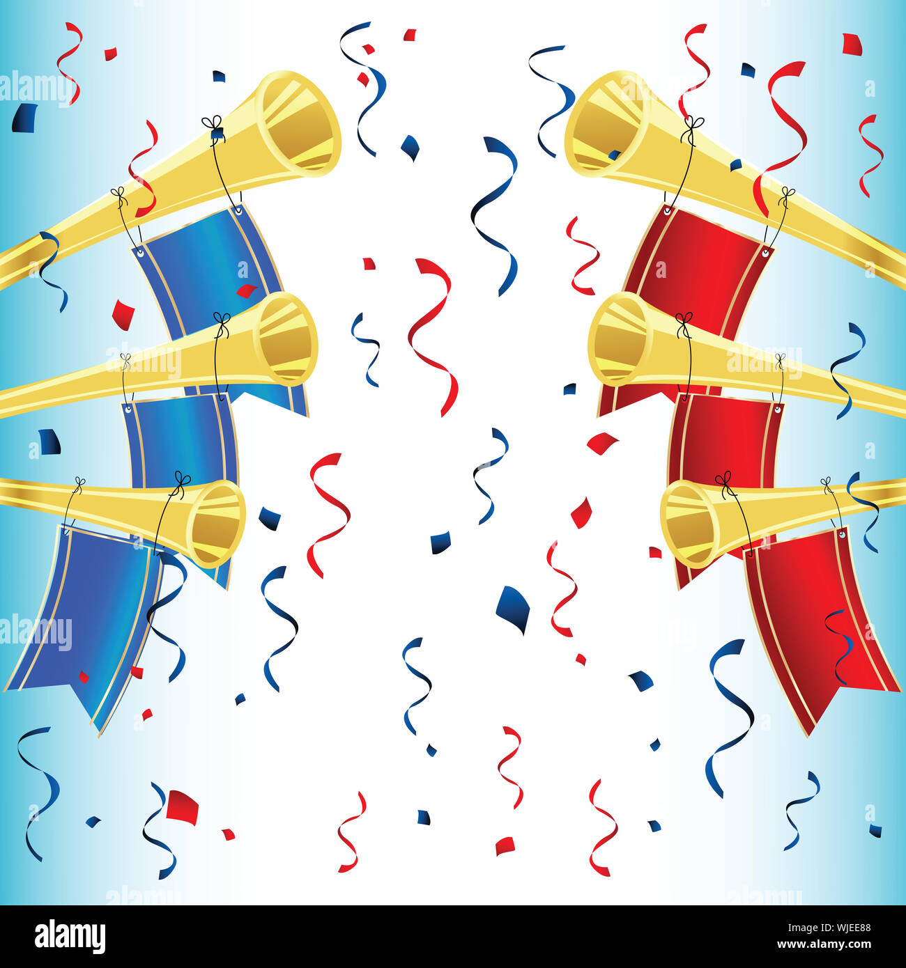 Red and blue team trumpets Stock Photo - Alamy