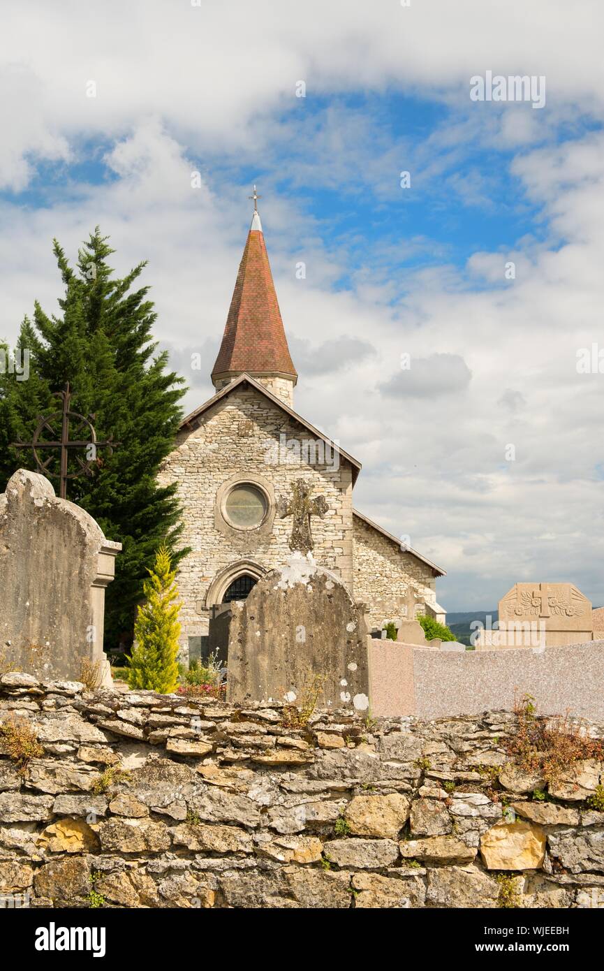 Little church in French landscape Stock Photo - Alamy