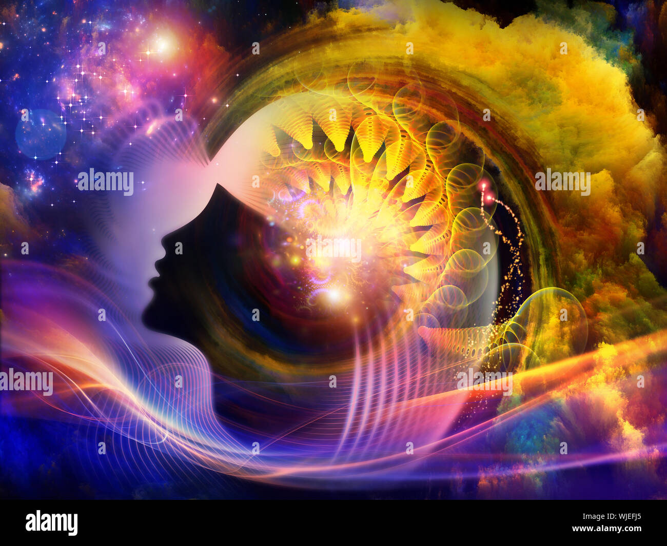 Geometry of the Soul series two. Background design of human profile and ...