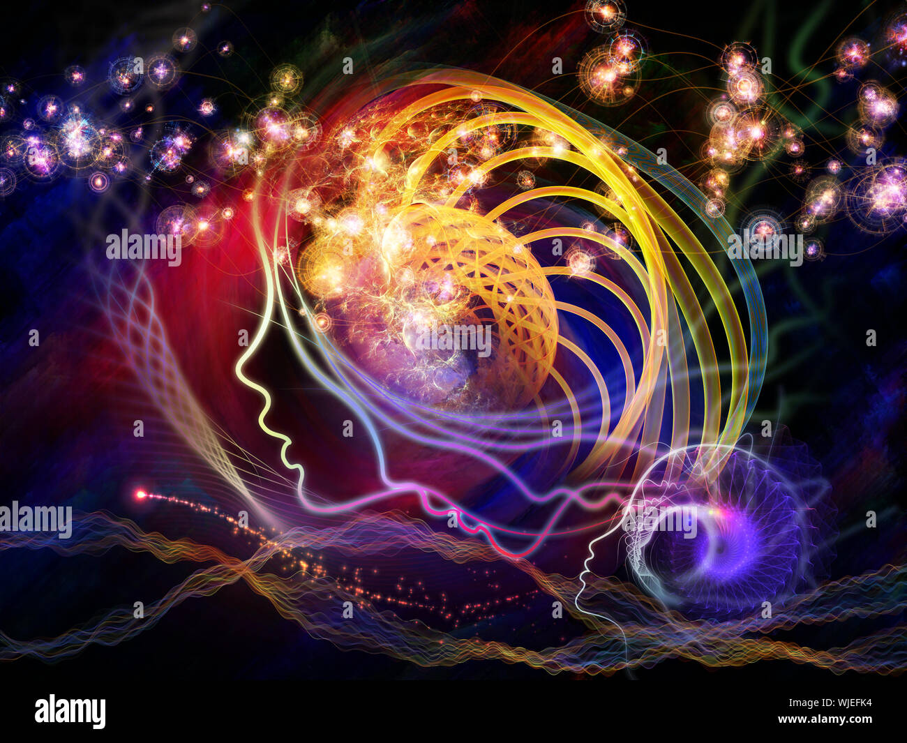 Geometry of the Soul series two. Background design of human profile and ...