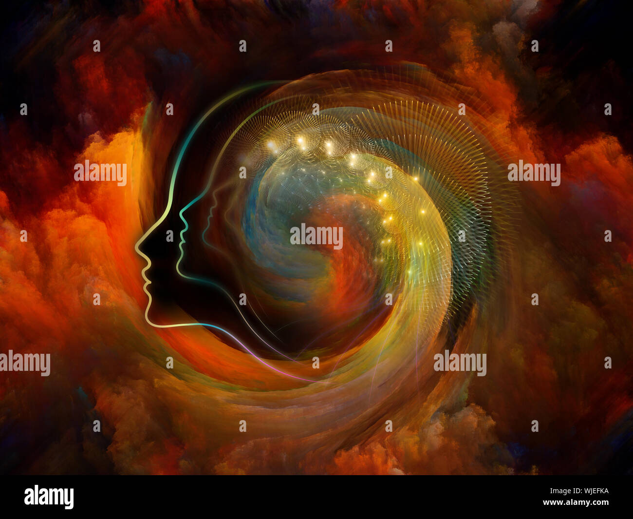 Geometry of the Soul series two. Background design of human profile and ...