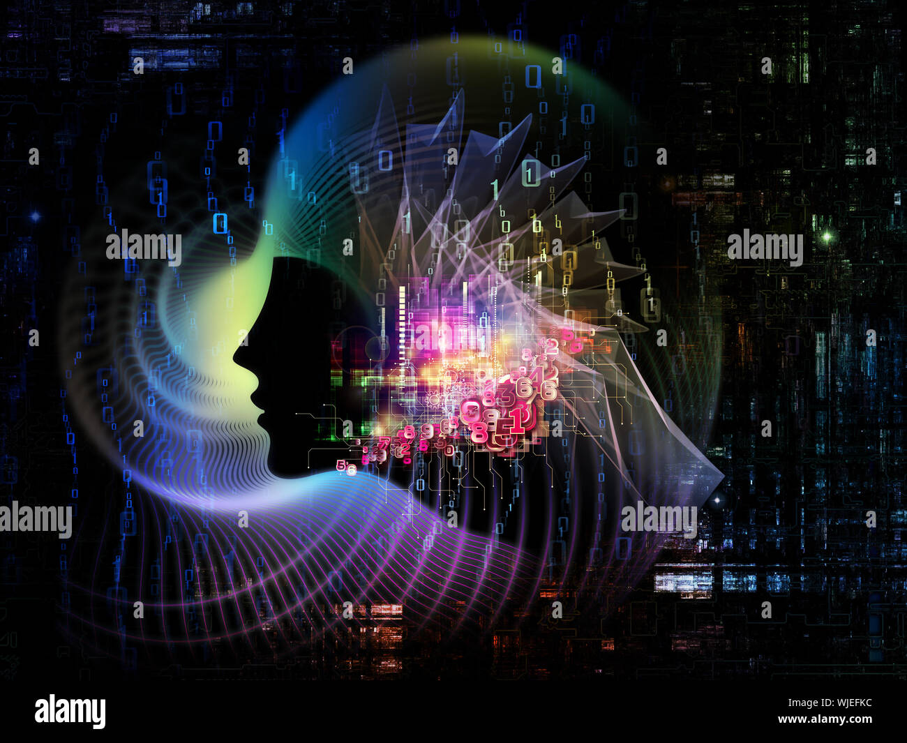 Geometry of the Soul series two. Background design of human profile and ...