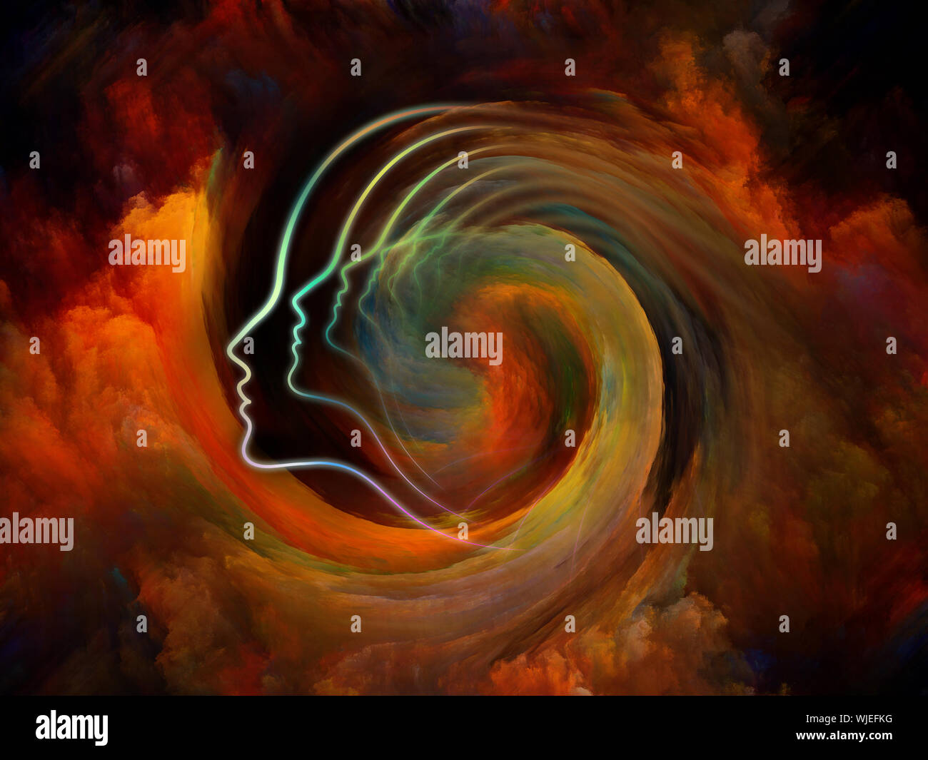 Geometry of the Soul series two. Background design of human profile and ...
