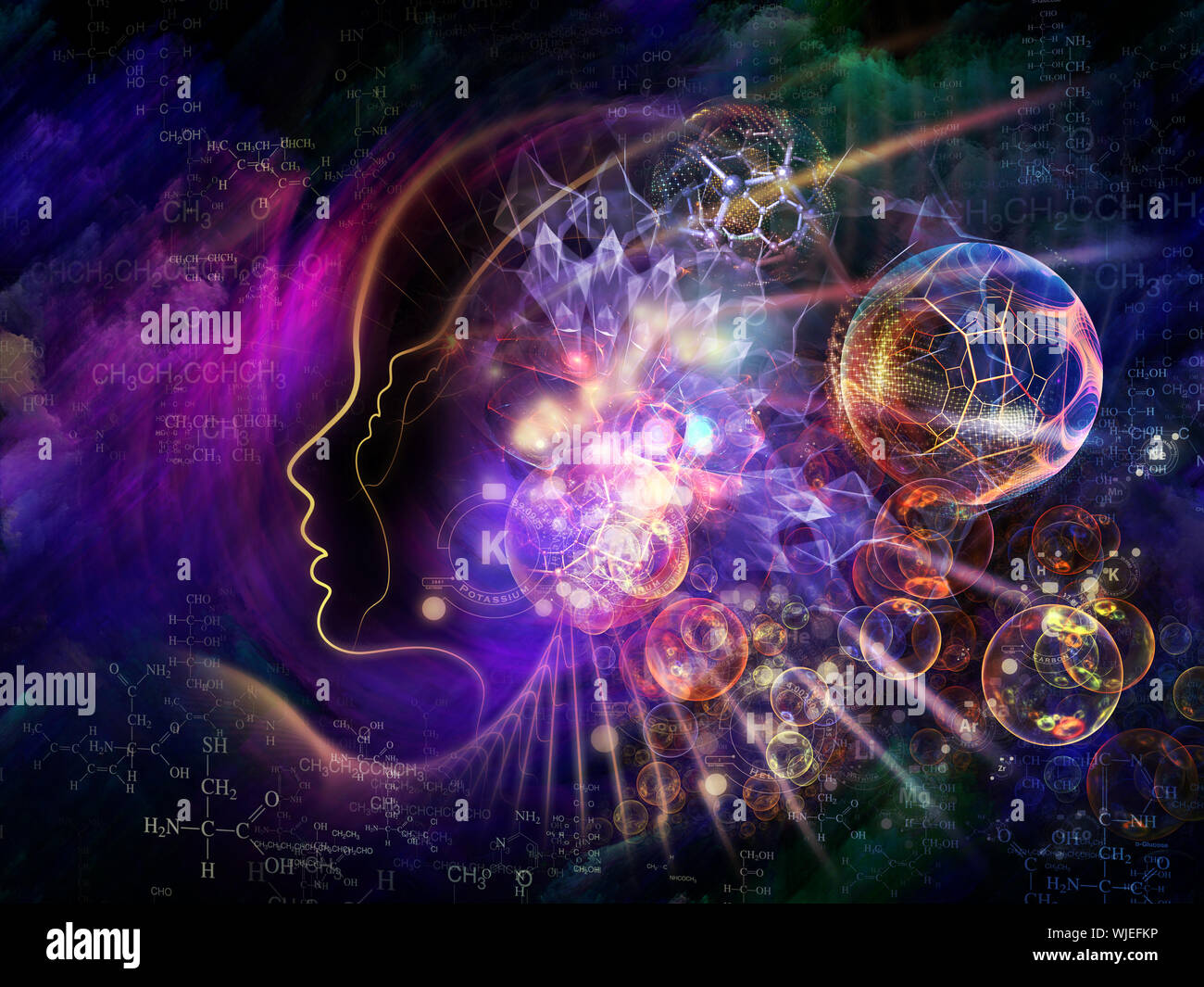 Geometry of the Soul series two. Background design of human profile and ...