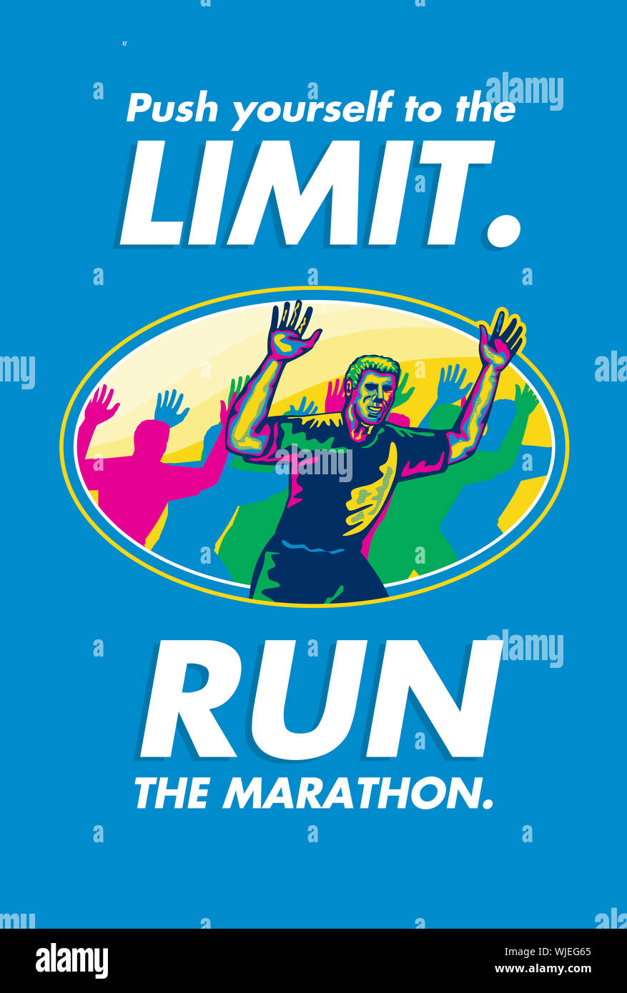 Poster greeting card illustration showing a happy marathon runner ...