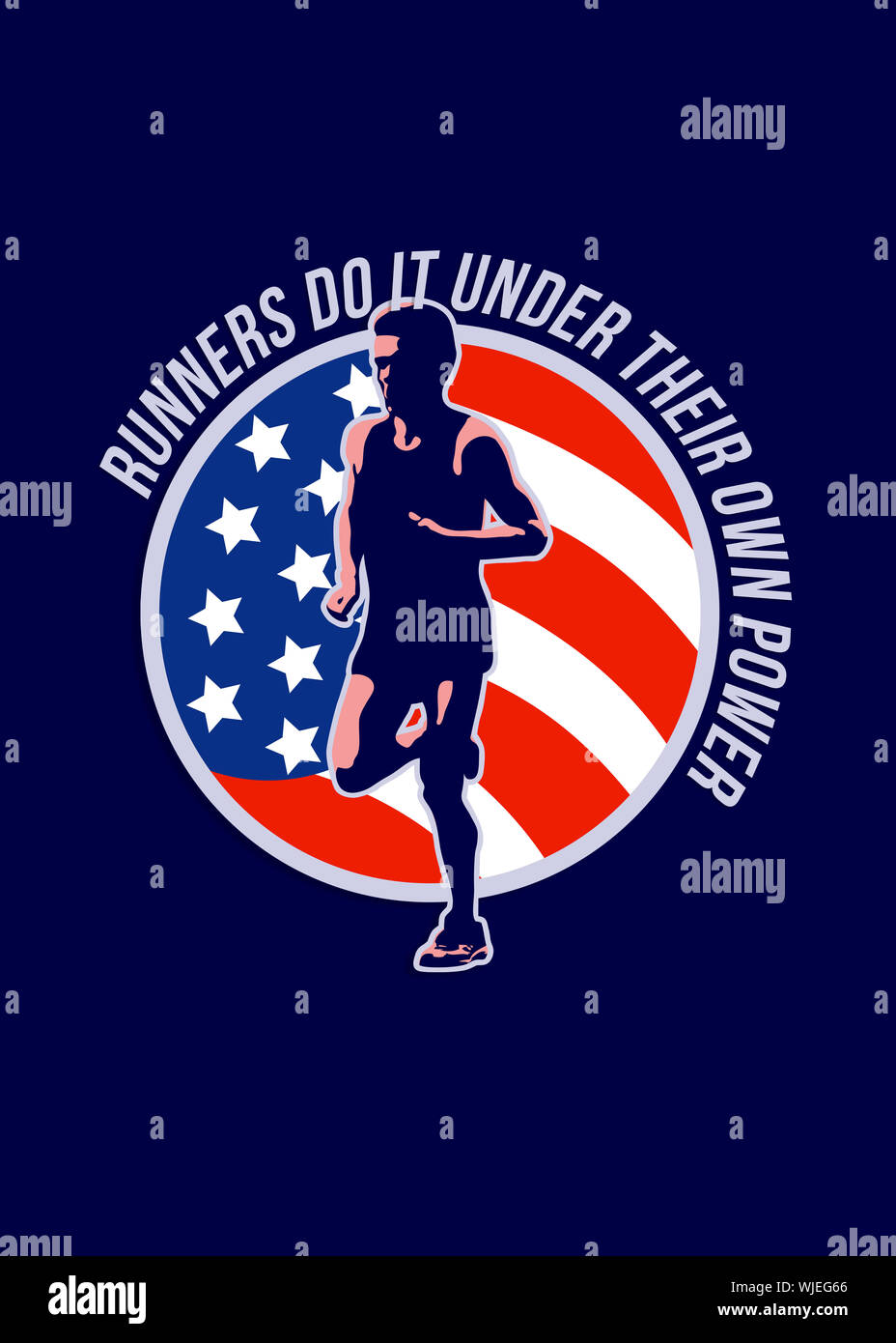 Poster greeting card illustration showing a marathon runner running ...