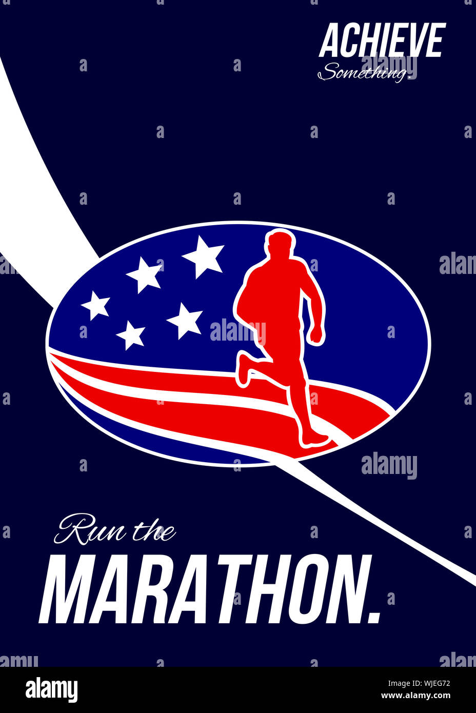 Poster greeting card illustration showing a Marathon road runner jogger ...