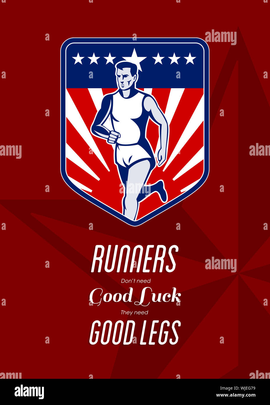 Poster greeting card illustration showing a Marathon runner done in ...