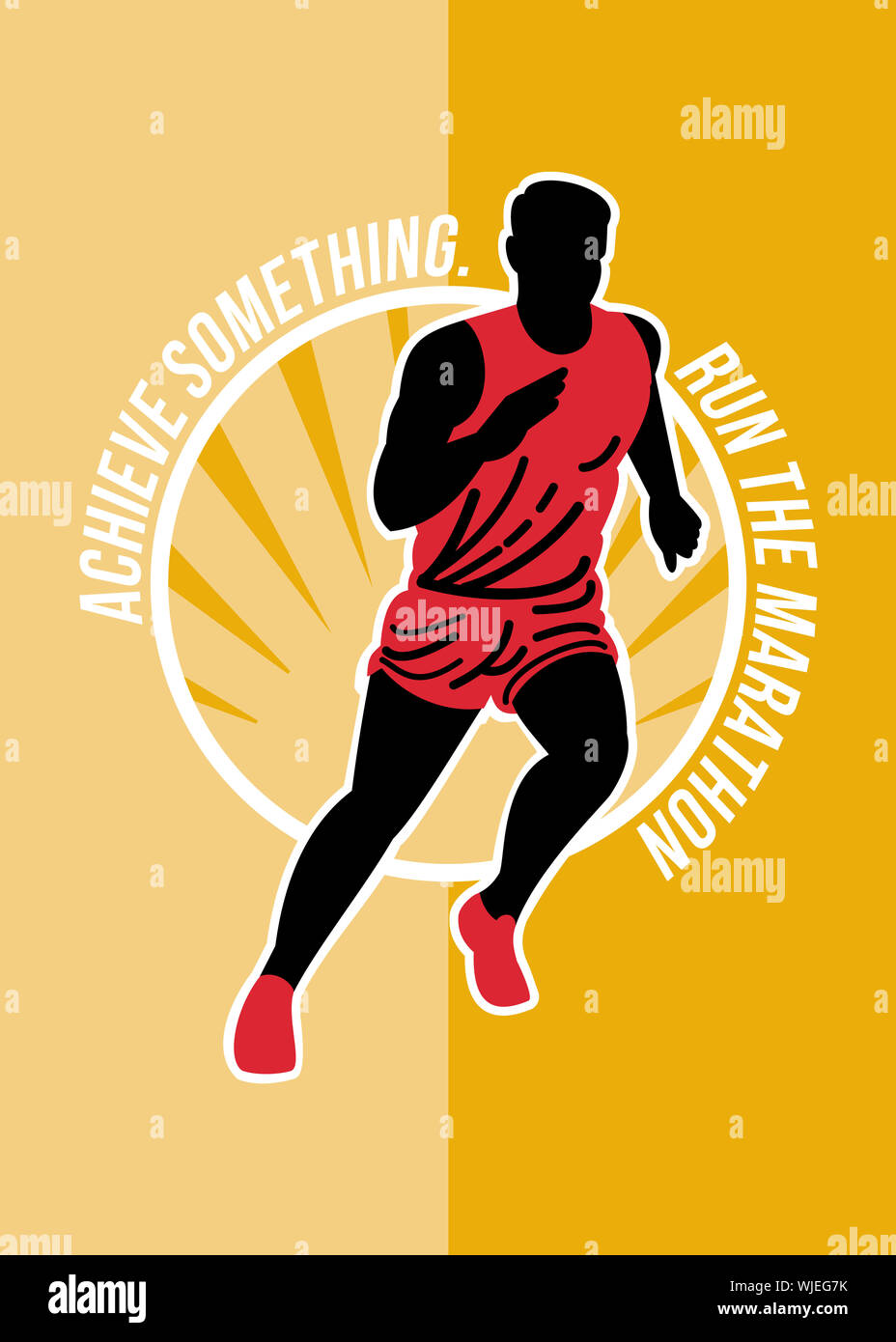 Poster greeting card illustration showing a marathon runner running ...