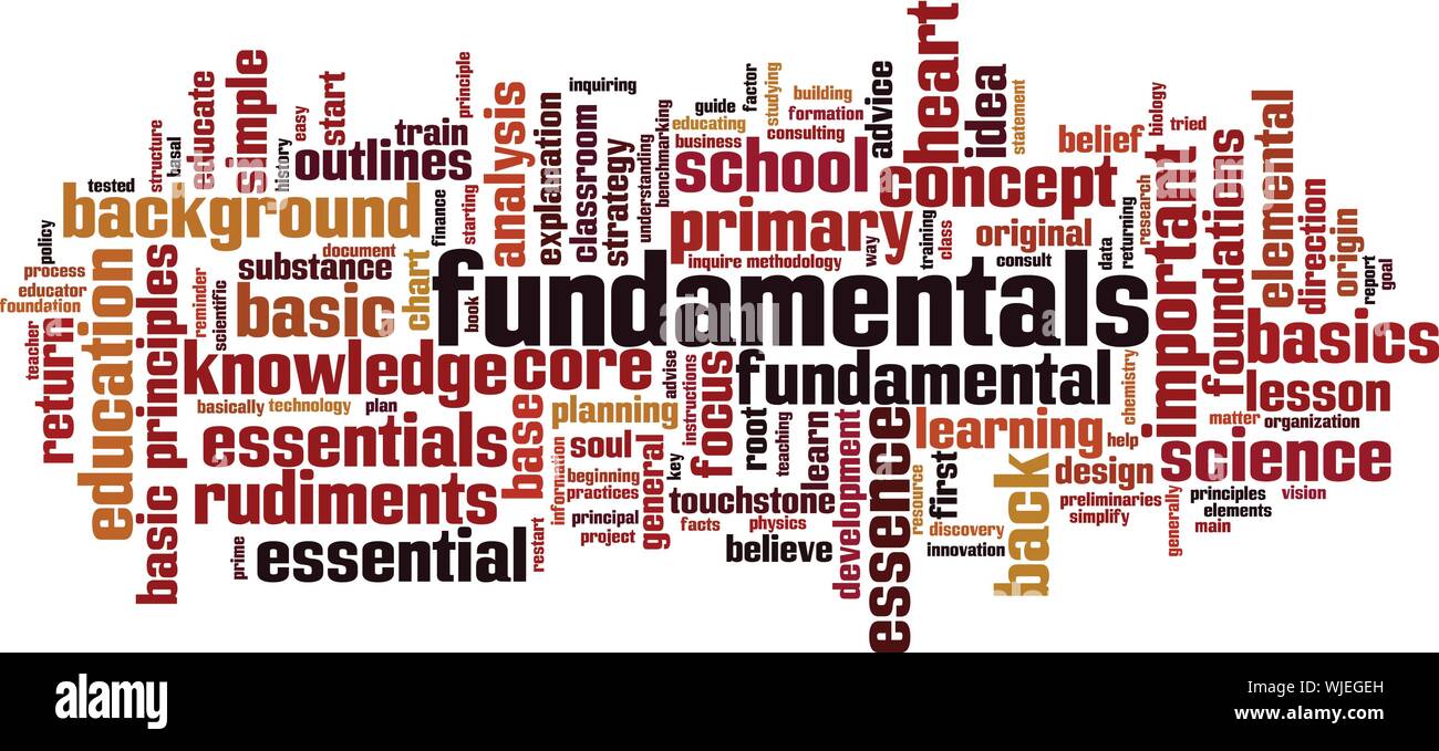 Fundamentals word cloud concept. Collage made of words about ...