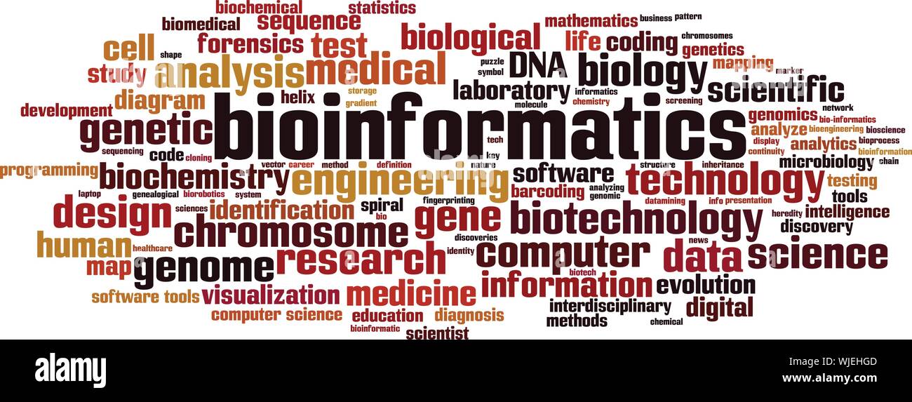 Bioinformatics word cloud concept. Collage made of words about bioinformatics. Vector ...