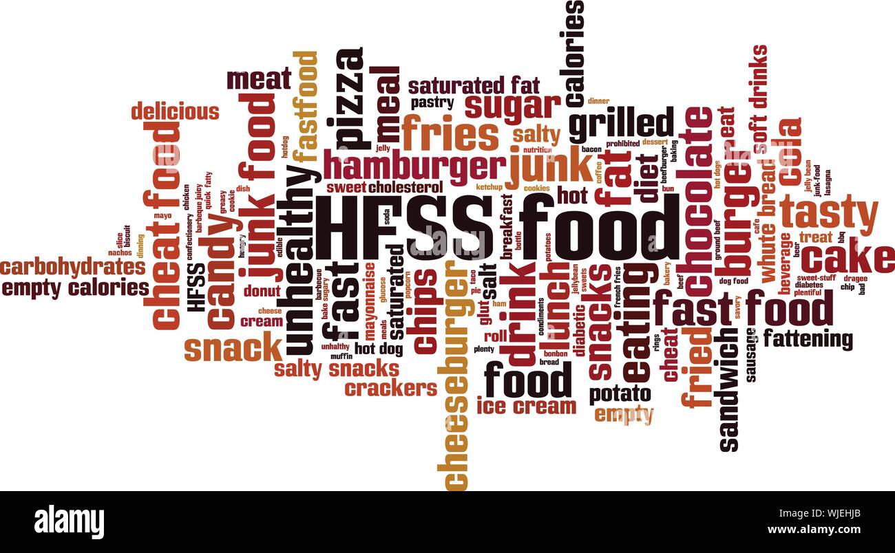 HFSS food word cloud concept. Collage made of words about HFSS food ...