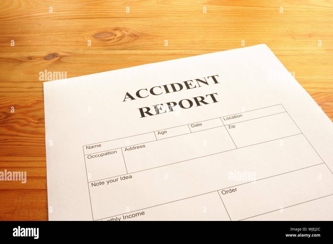 accident report form or document showing insurance concept Stock Photo ...