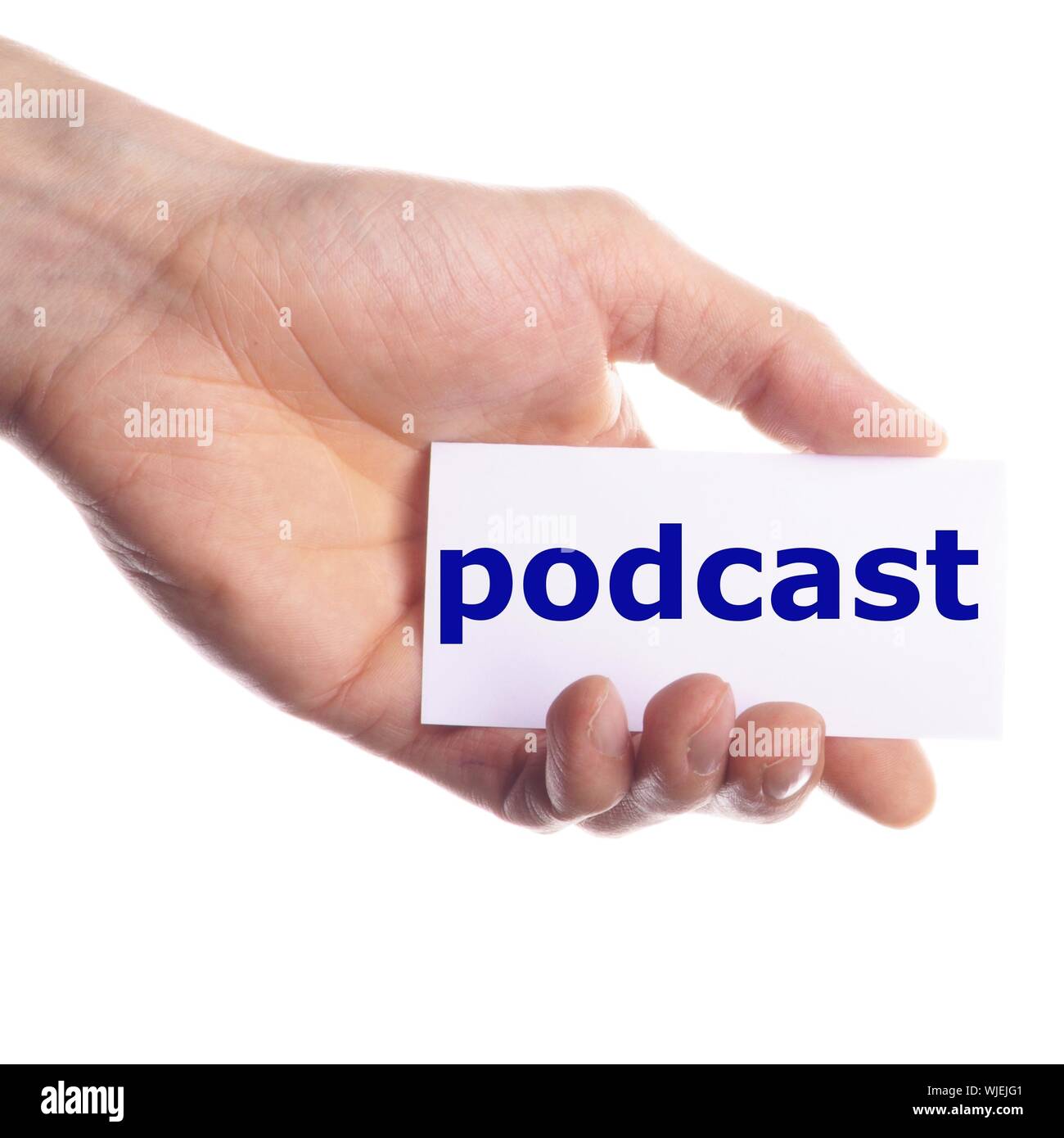 podcast concept with hand word an paper Stock Photo - Alamy