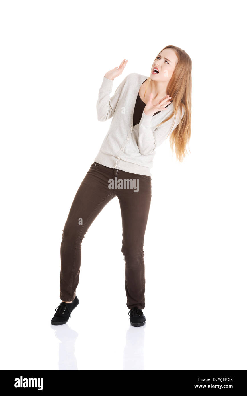 Woman scared full body hi-res stock photography and images - Alamy