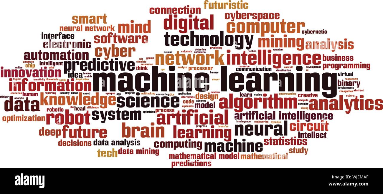 Machine learning word cloud concept. Collage made of words about ...