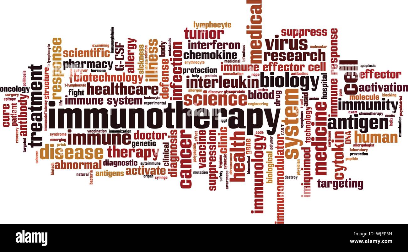 Immunotherapy word cloud concept. Collage made of words about ...