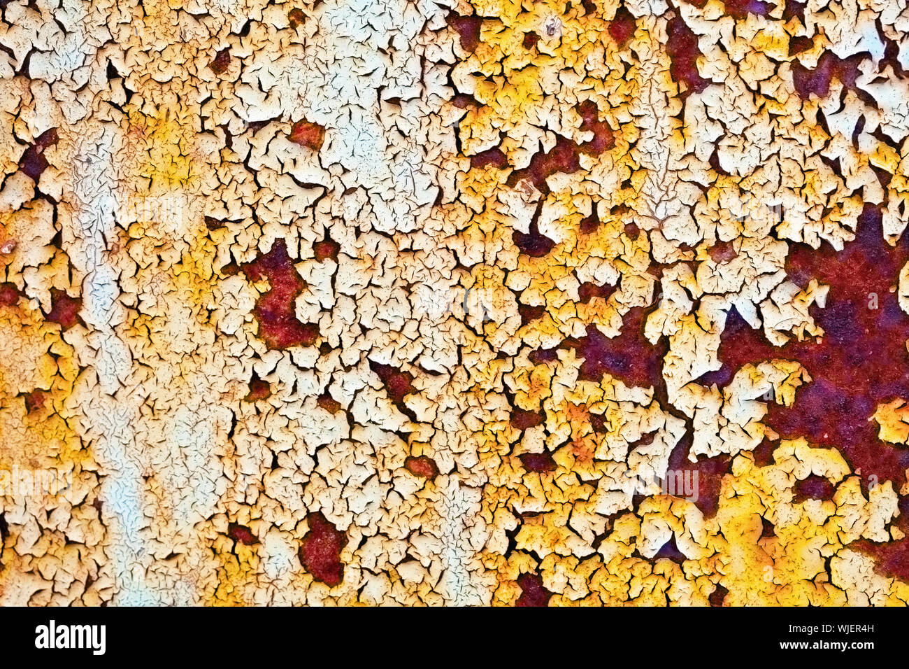 Strongly cracked and rusted metal painted surface Stock Photo - Alamy