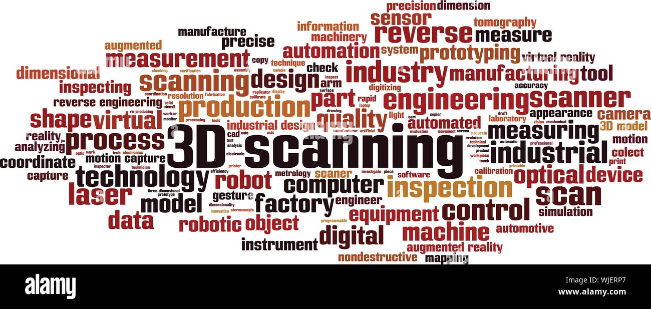 3D scanning word cloud concept. Collage made of words about 3D scanning ...