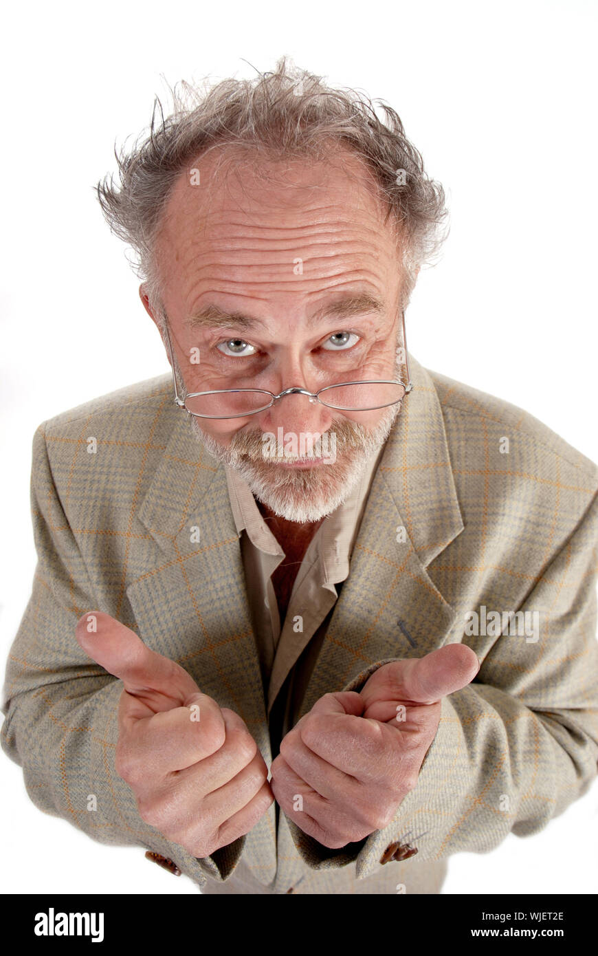 Wacky Professor giving the thumbs up Stock Photo - Alamy