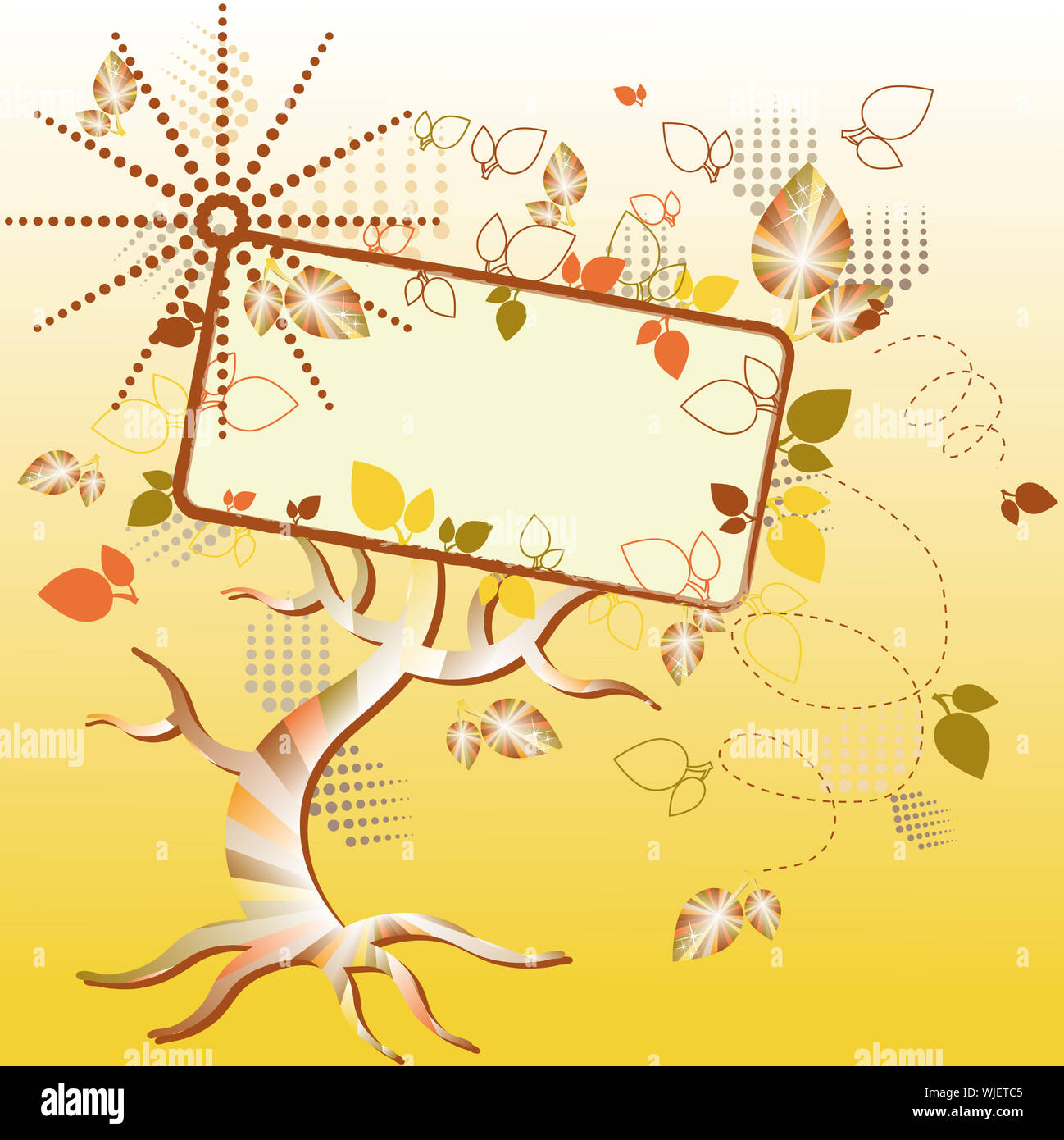 autumn tree billboard with design elements and copy space Stock Photo ...