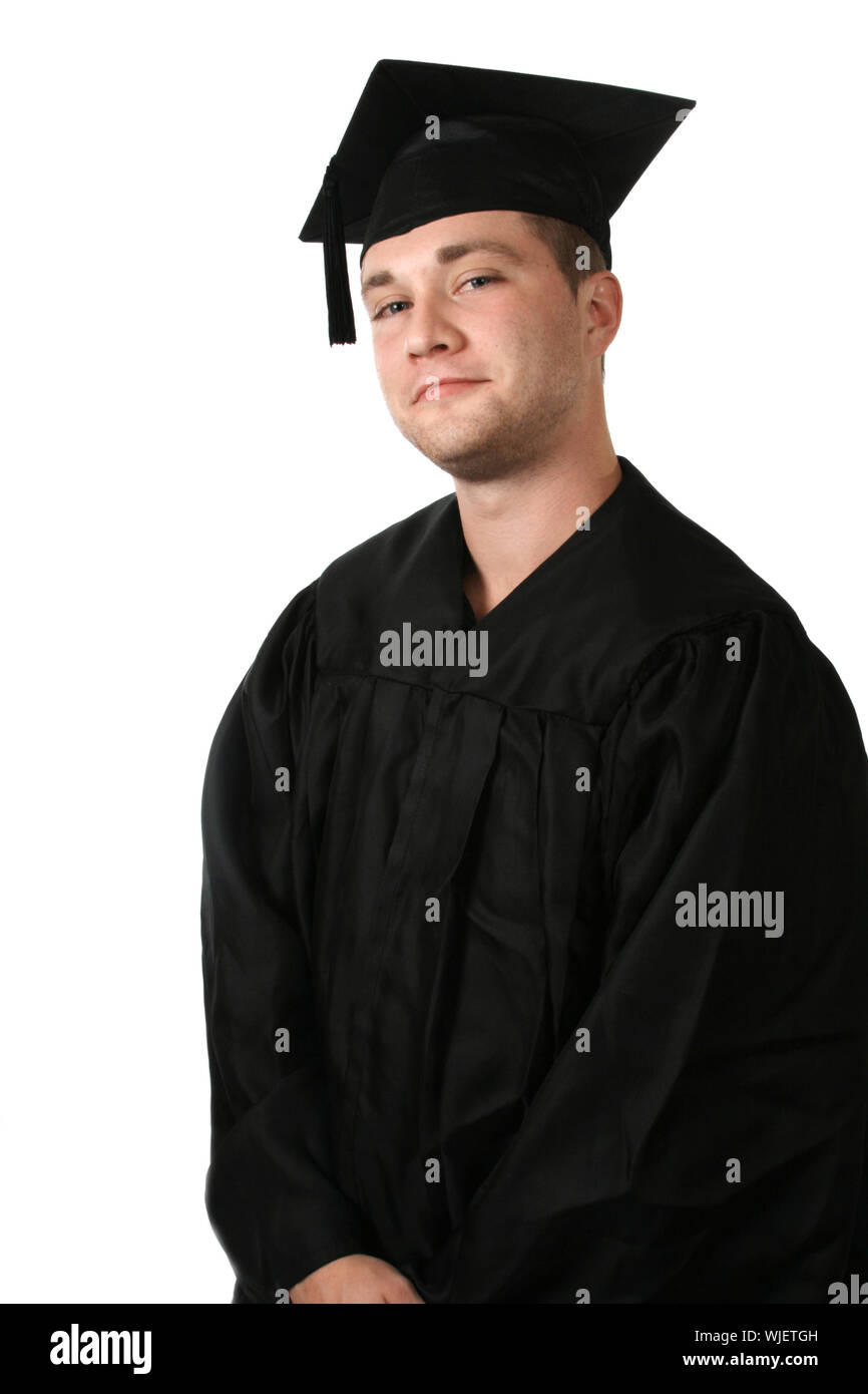 A man in a graduation cap and gown Stock Photo - Alamy