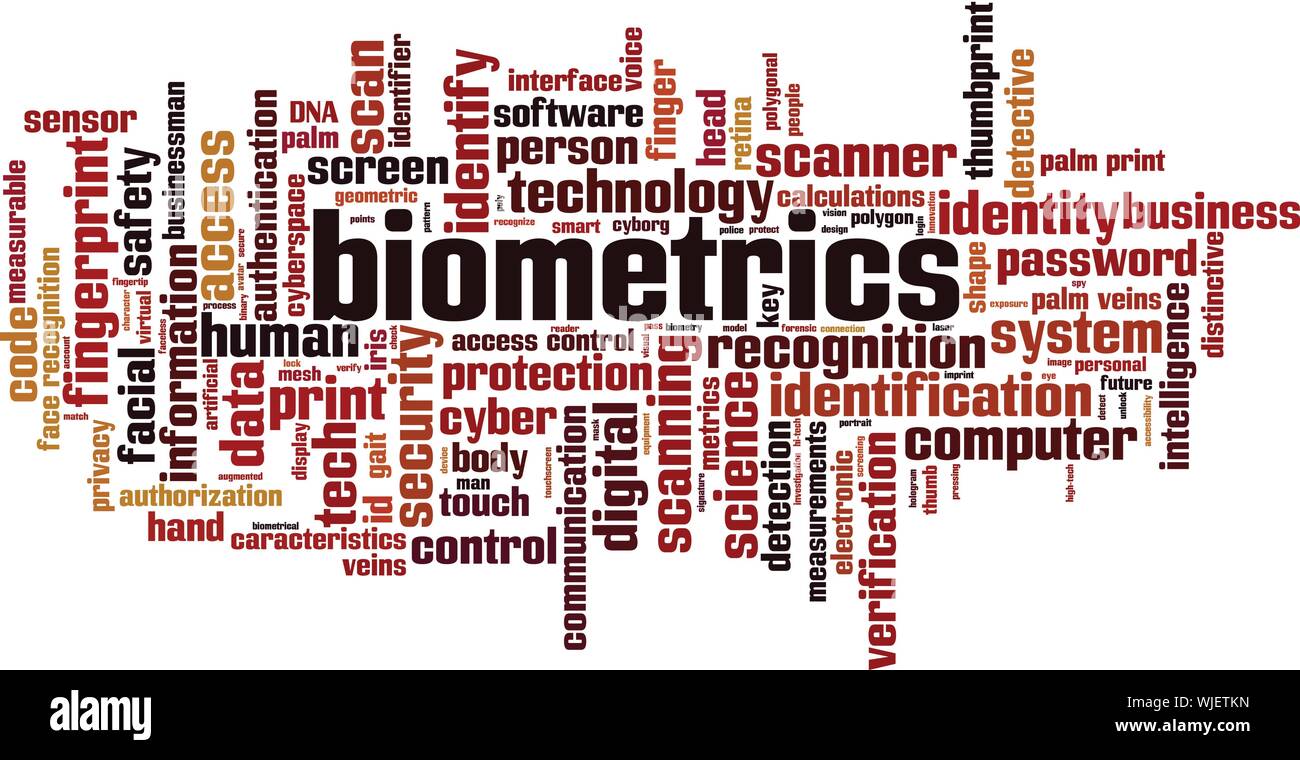 Biometrics word cloud concept. Collage made of words about biometrics ...