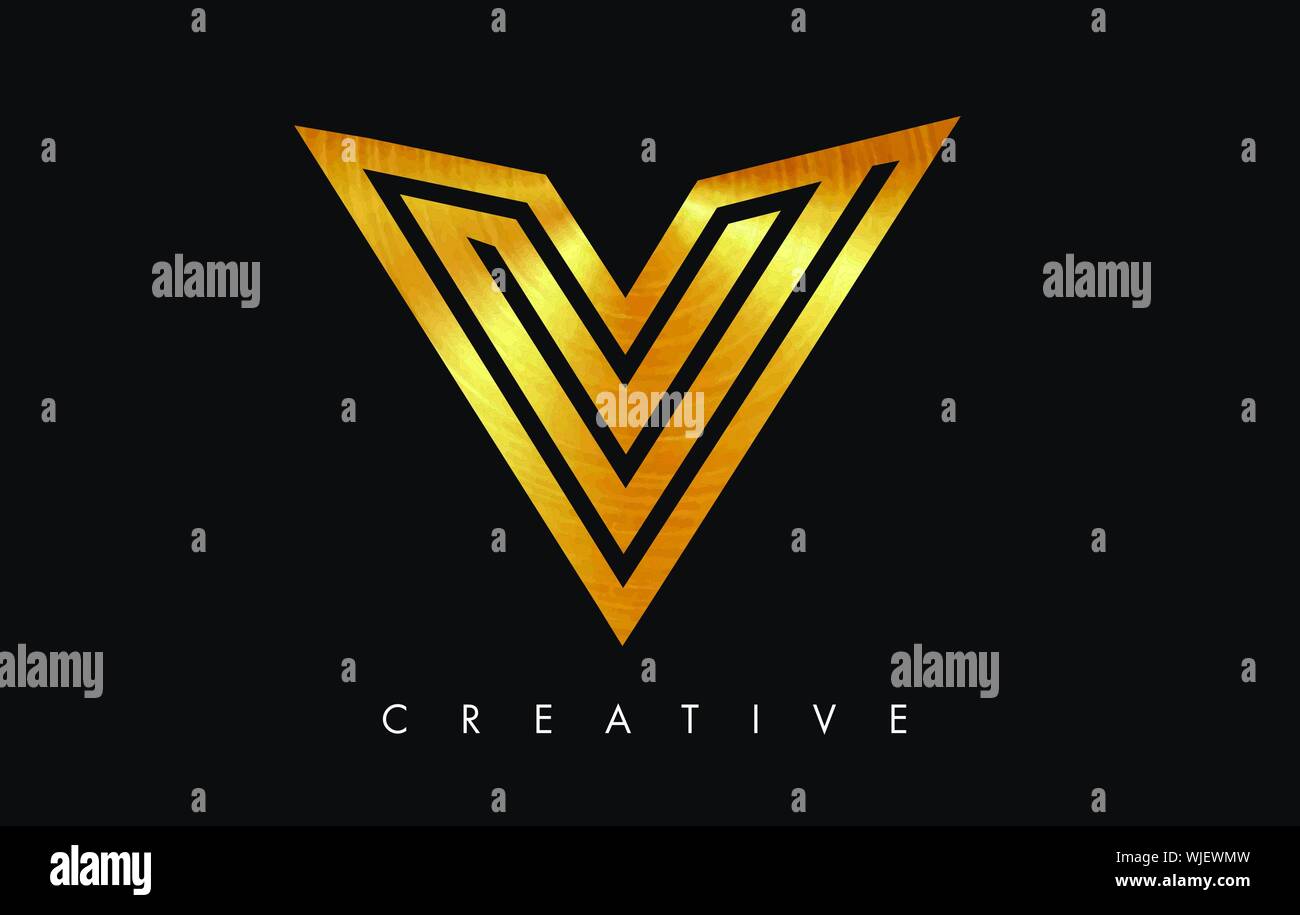V Letter Logo Icon Design in Golden Colors Texture. V Gold Logo Modern ...