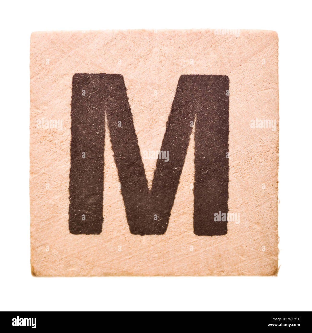 Block with Letter M isolated on white background Stock Photo - Alamy