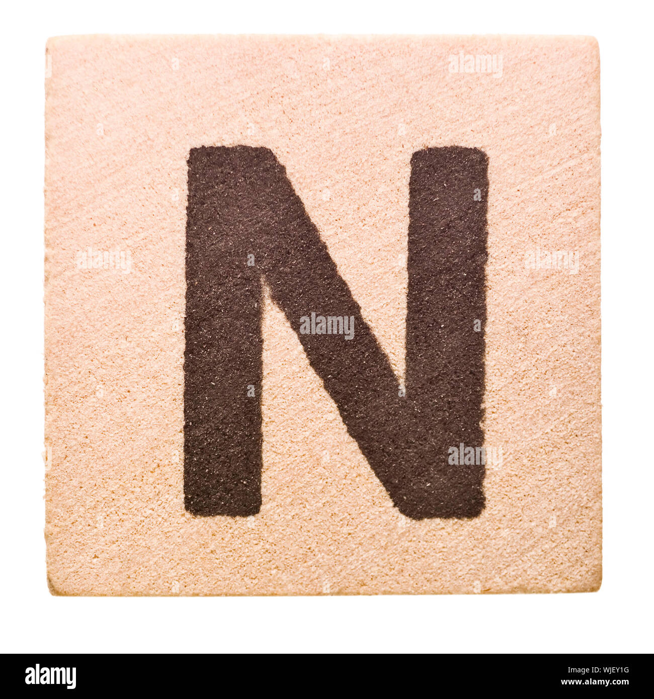 Block with Letter N isolated on white background Stock Photo - Alamy