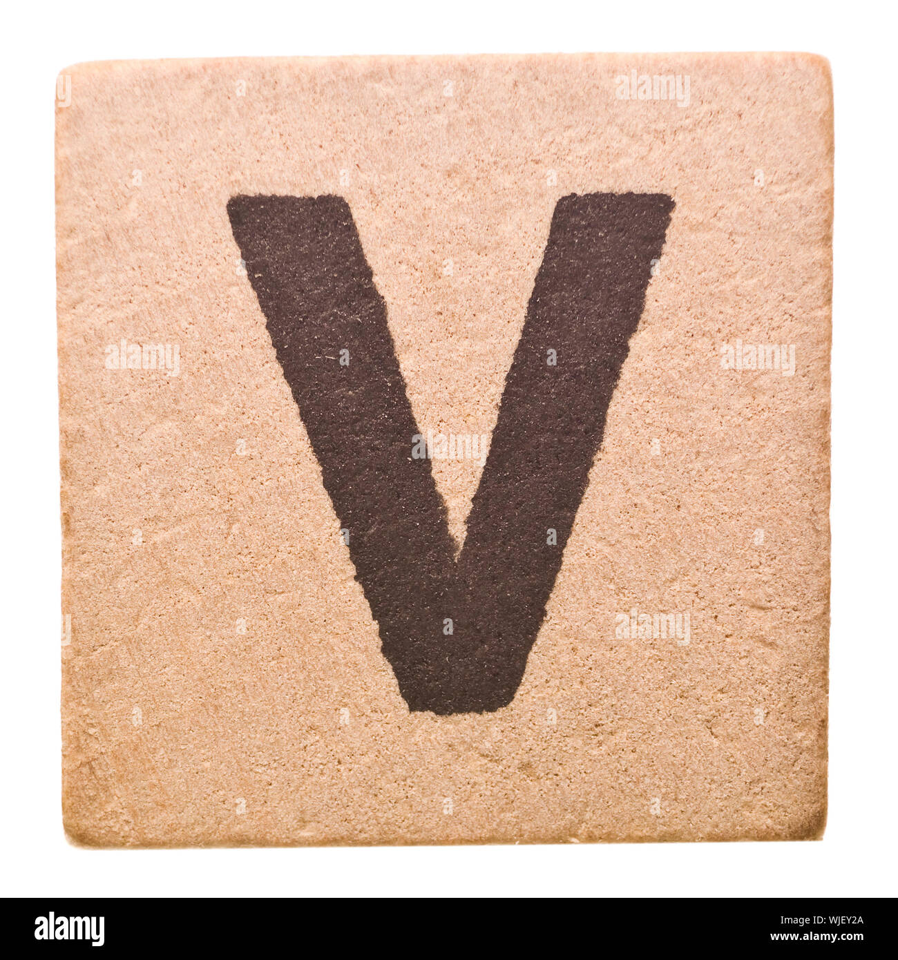 Block with Letter V isolated on white background Stock Photo - Alamy