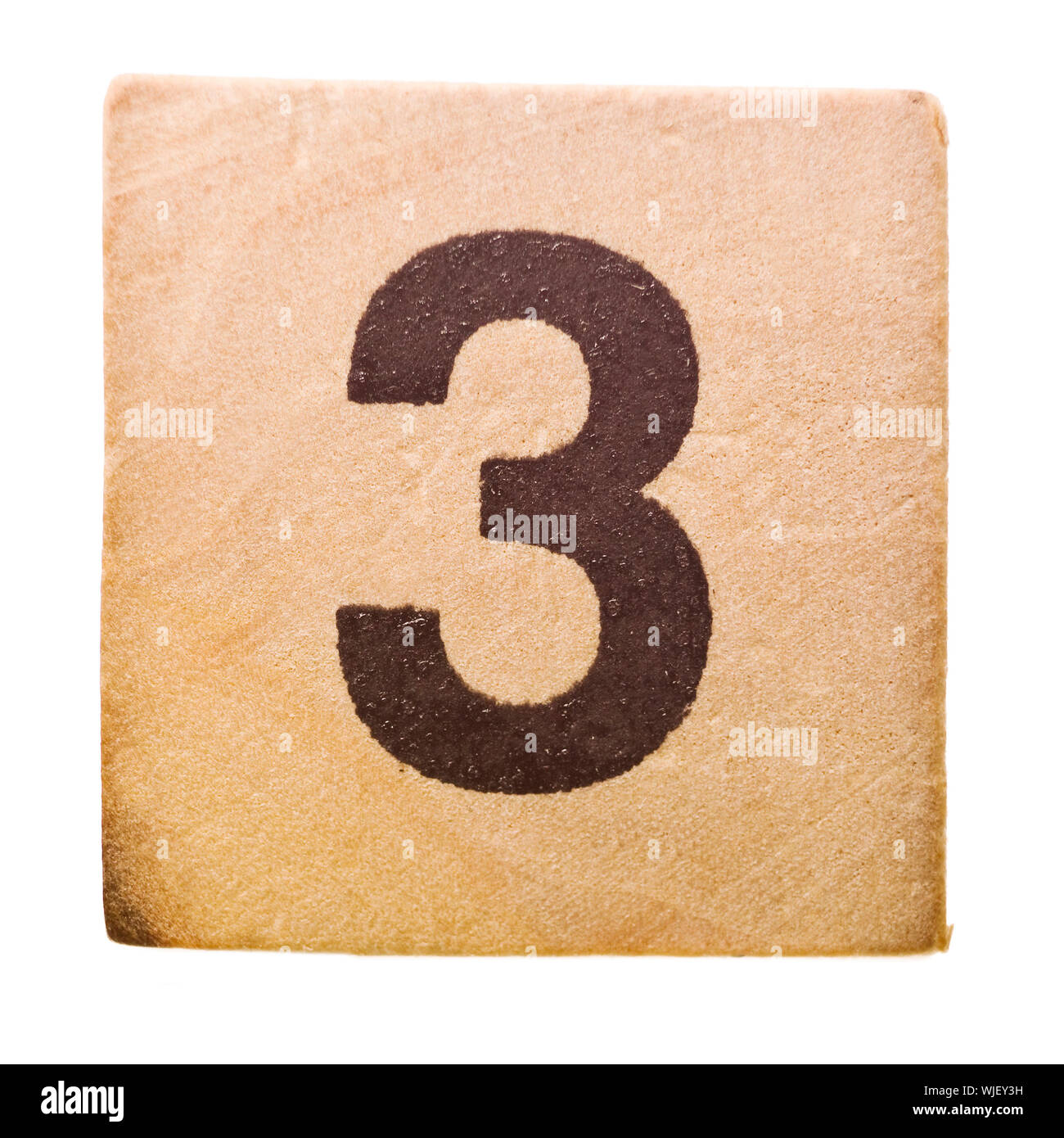 Block with Number tree isolated on white background Stock Photo - Alamy
