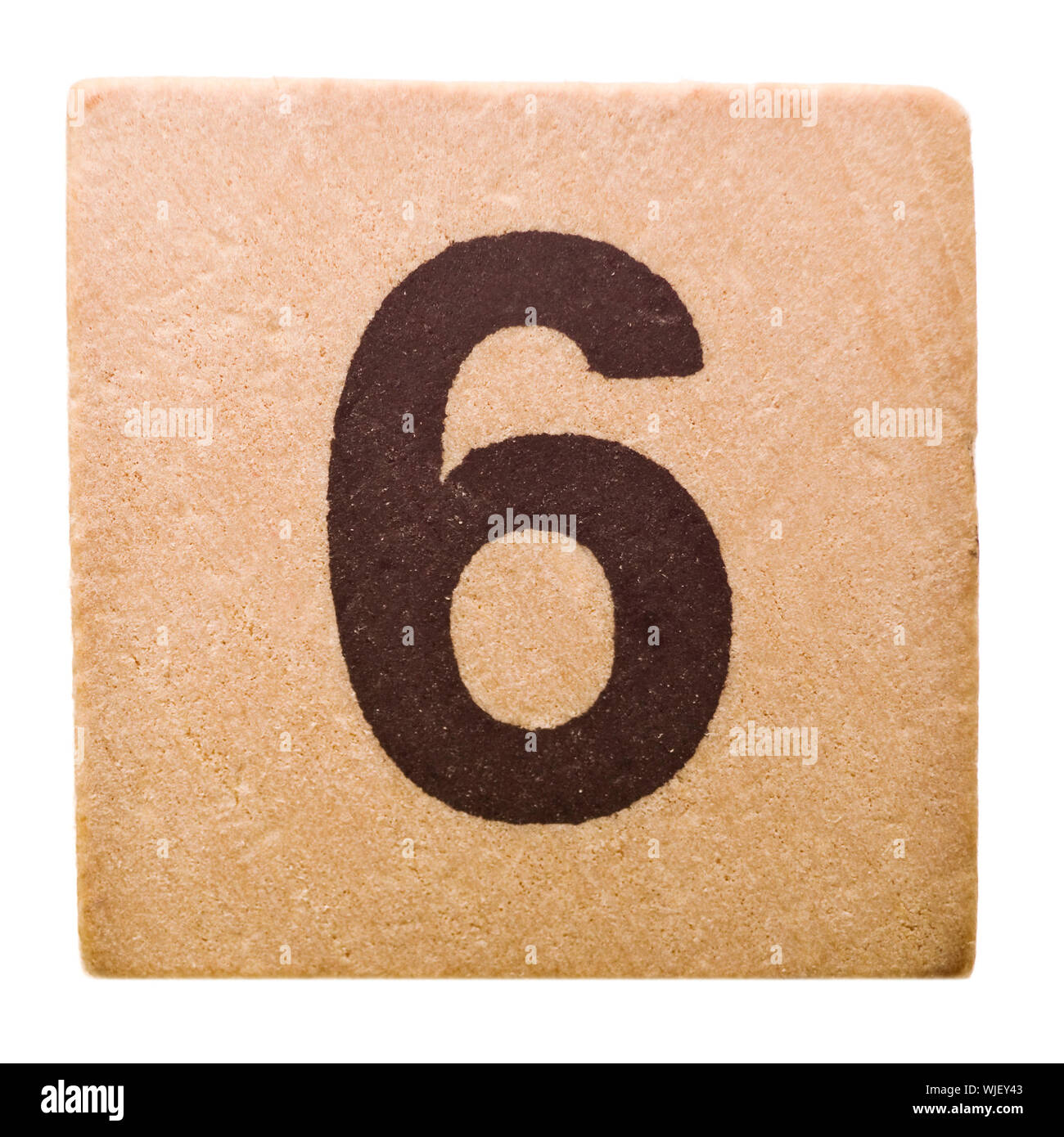 Block with Number six isolated on white background Stock Photo - Alamy
