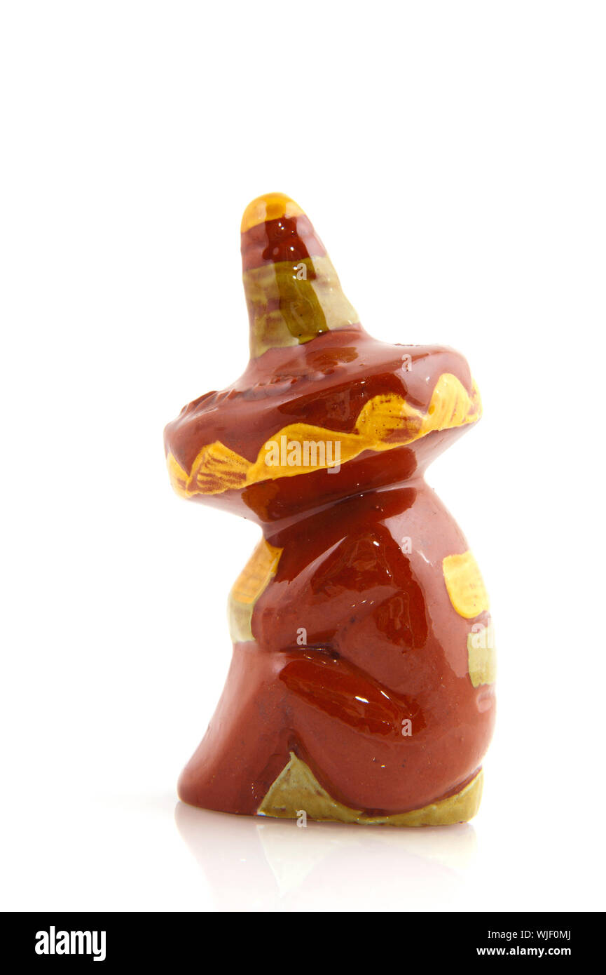 Typical Mexican person with big sombrero isolated over white Stock ...