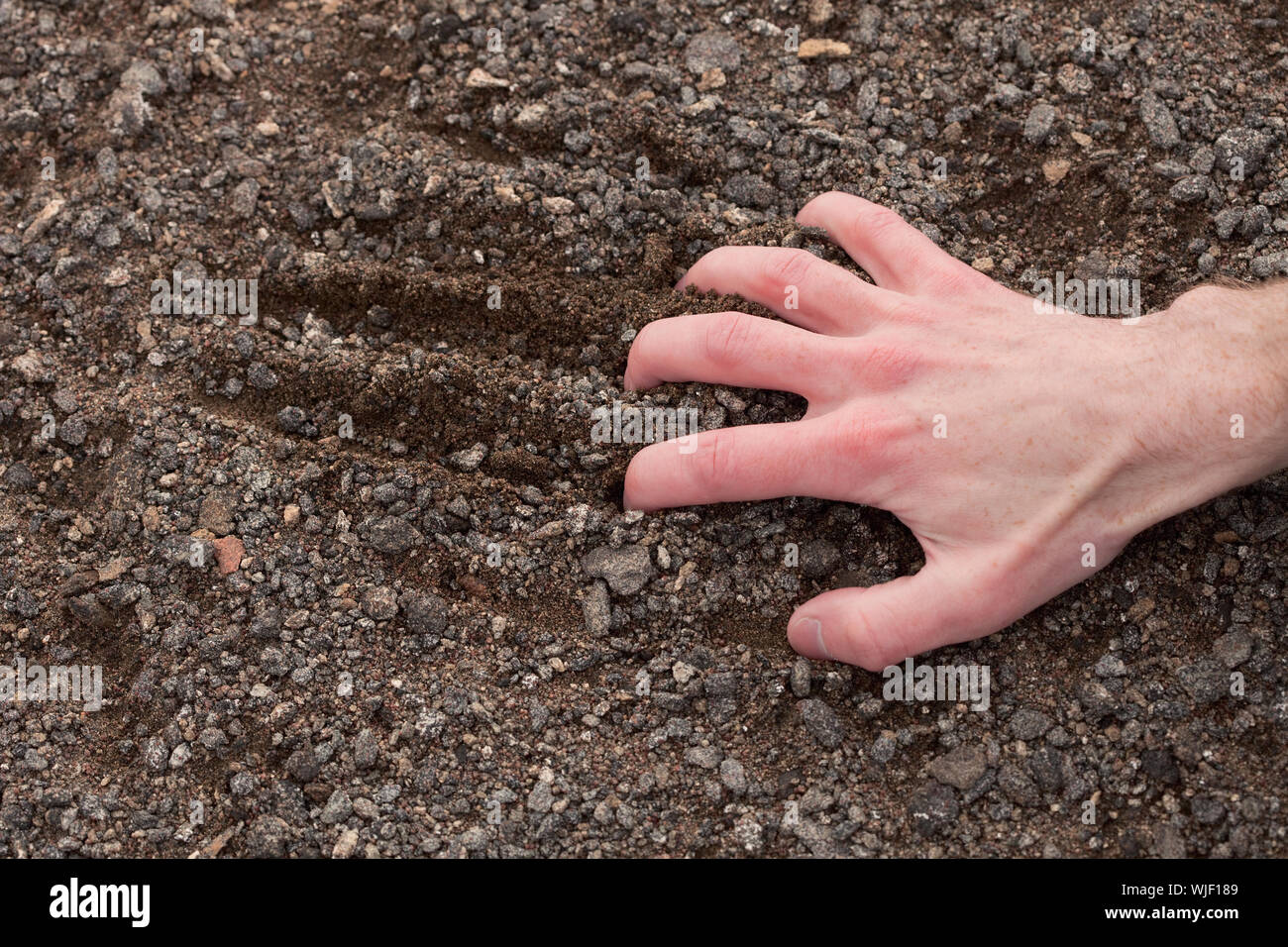 Man's hand clinging to a stony ground Stock Photo - Alamy
