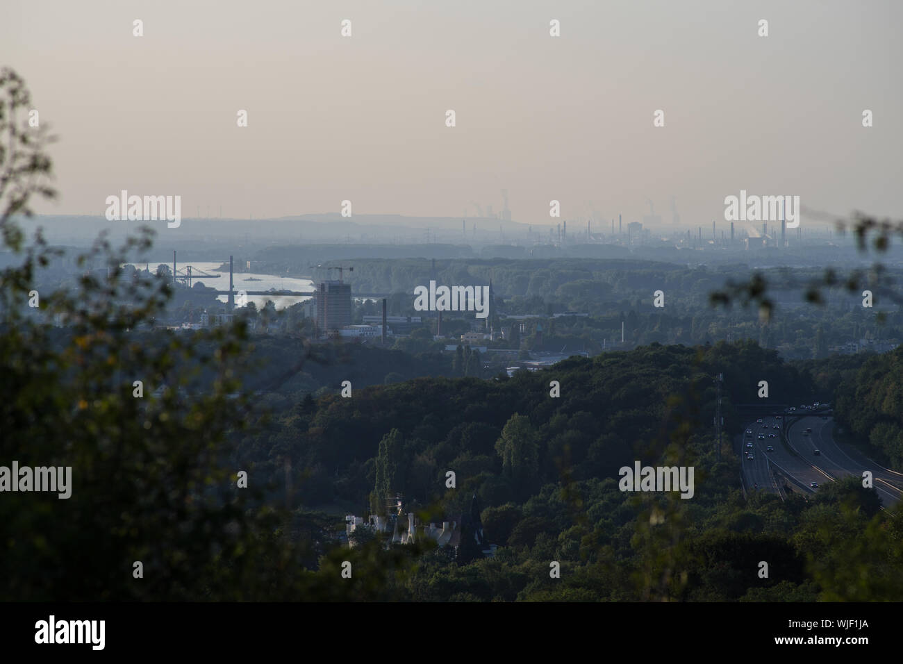 The industrial belt of Cologne and river Rhine, seen from the Ennert ...