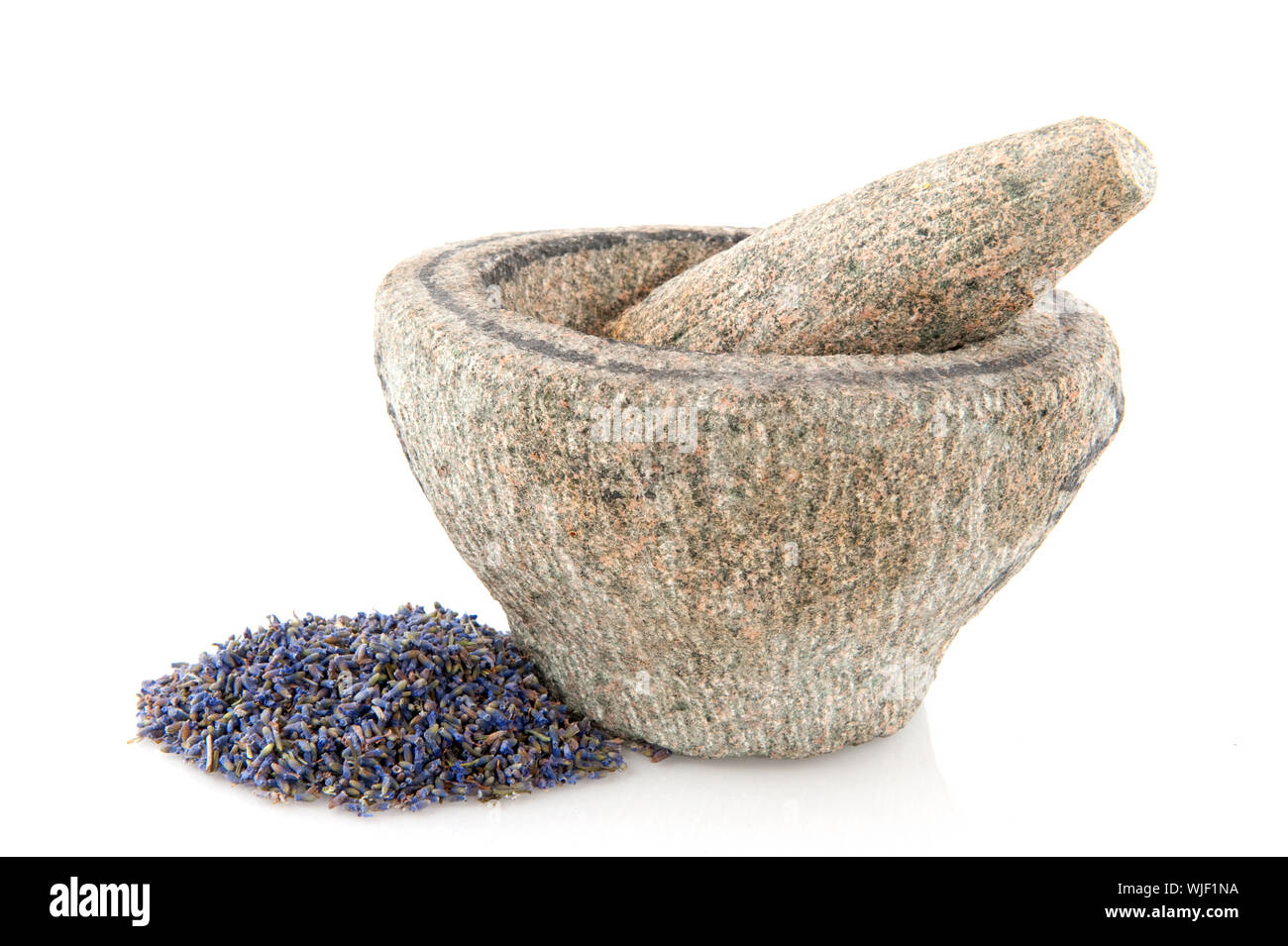 Natural stone mortar with dried lavender Stock Photo - Alamy