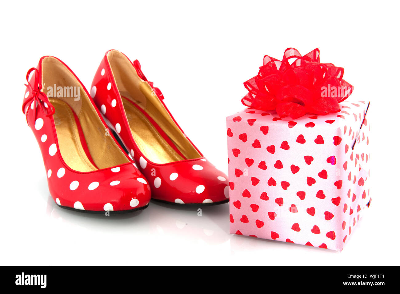 shoes with luxury wrapped present Stock Photo - Alamy